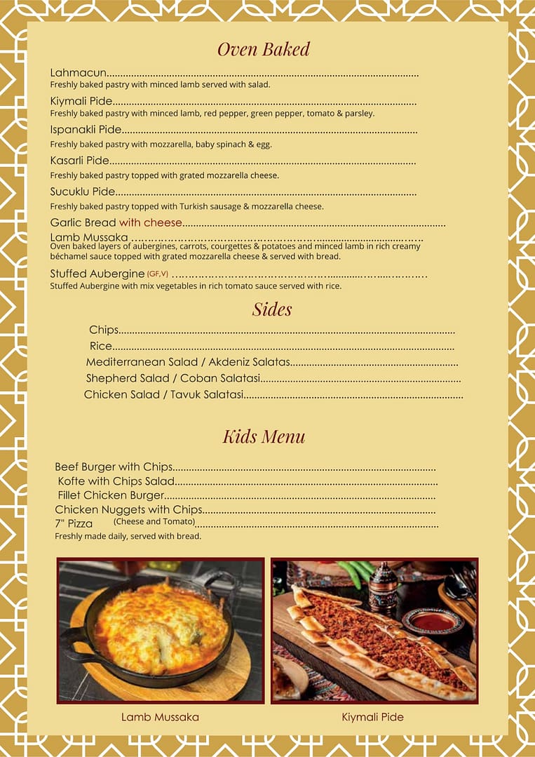 Main Menu - Sultanahmet Grill