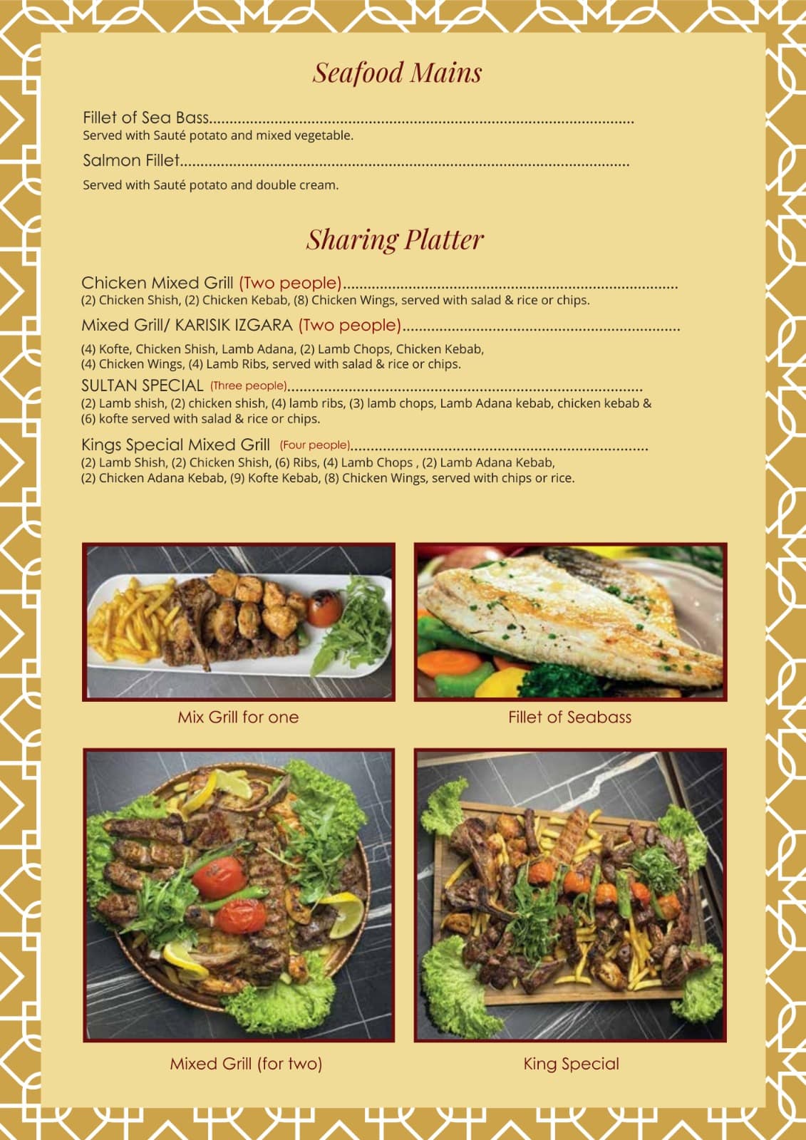 Main Menu - Sultanahmet Grill